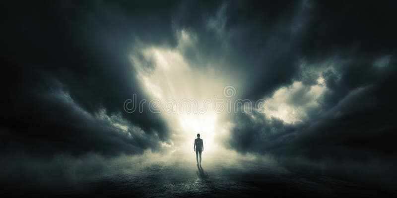 A Dark, Stormy Sky with a Single Ray of Sunlight Breaking through the ...