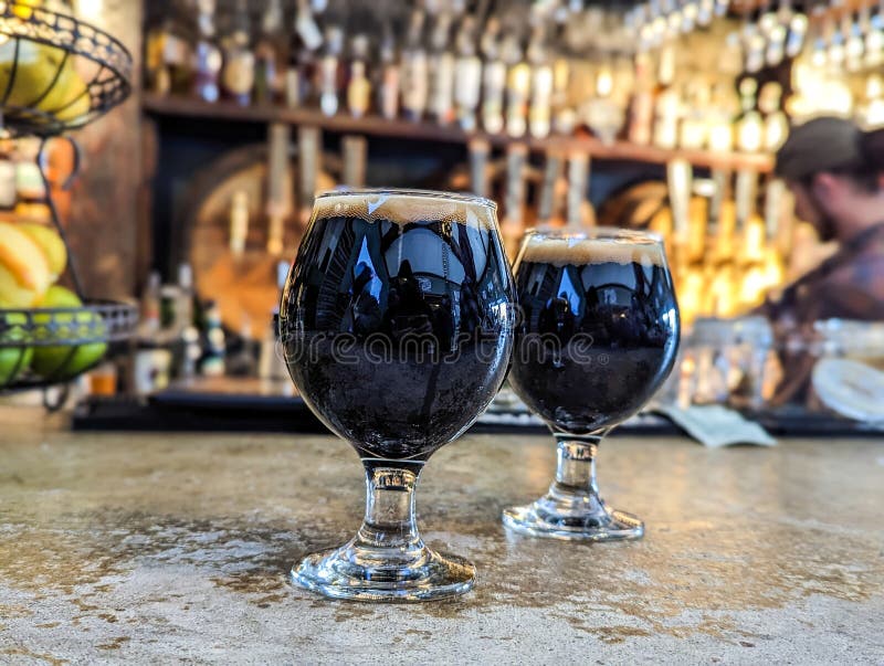 Dark Stout Beer in Glass at the Brewery Stock Photo - Image of glass ...