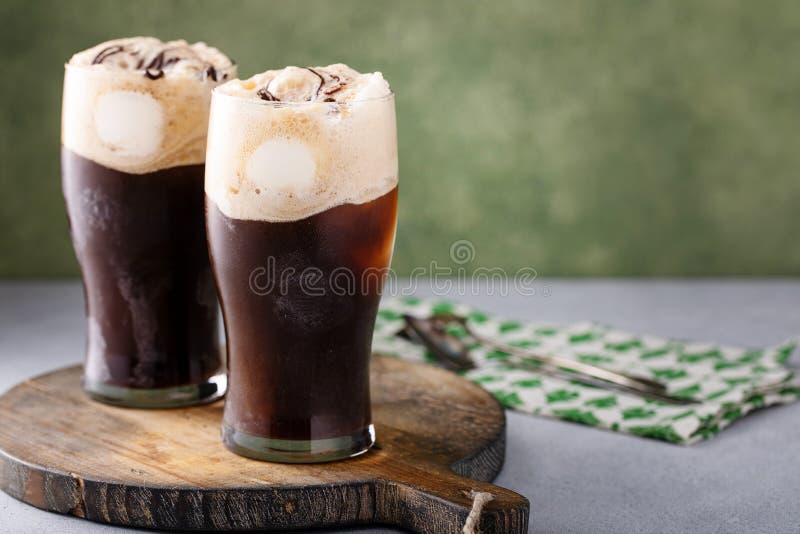 Dark Stout Beer Ice Cream Float, Dessert Idea for St Patricks Day Stock ...