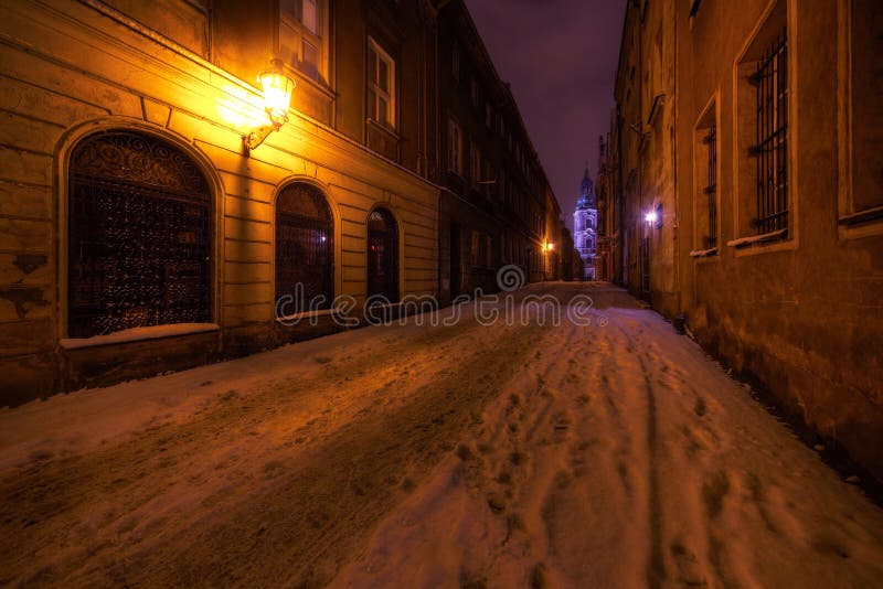 Dark street stock photo. Image of angle, dark, winter - 17992382