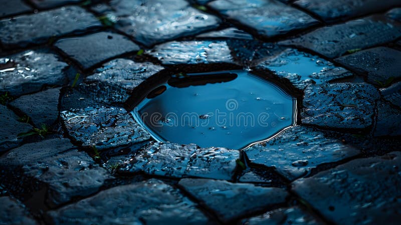 Dark Street, Wet Asphalt, Reflection of Rays in Water Stock Image ...