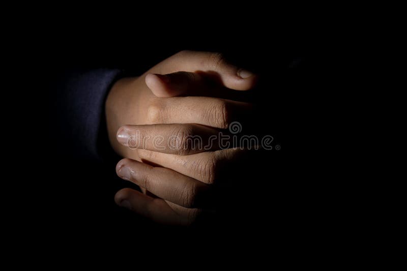 Dark Studio Shot with Single Person S Hand on Black Background Stock ...