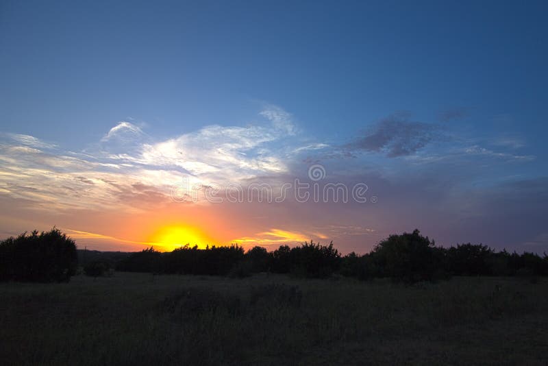 Dark Sunset in the Hill Country Stock Image - Image of peaceful ...