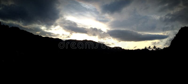 Dark, Sunset, Tree, Mountain, Coconat Tree, Forest, Sky Stock Image ...