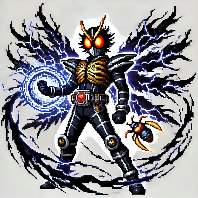 Dark Superhero Character Design, Pixel Art Stock Illustration ...