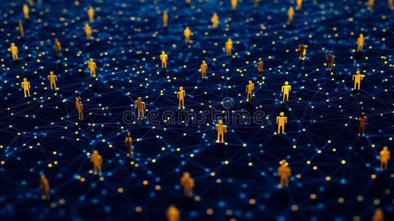 A Dark Surface Featuring Connected Digital Personas Embodies the Idea ...