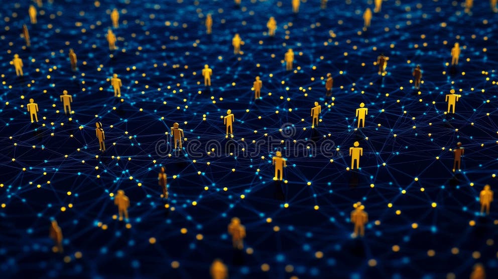 A Dark Surface Featuring Connected Digital Personas Embodies the Idea ...