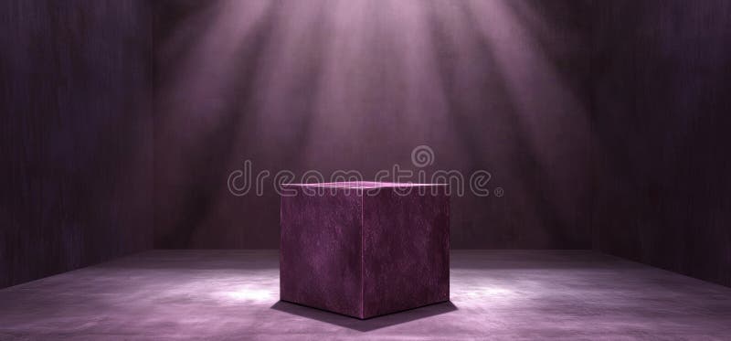 On a Dark Surface, a Metallic Cube is Highlighted by the Glow of a ...