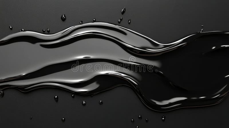 On a Dark Surface, a Puddle of Black Liquid is Visible, Exhibiting a ...