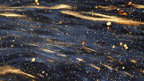 On a Dark Surface, a Scattering of Golden Glitter Particles Creates a ...