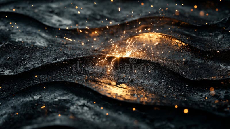 Dark Surface Sparks Ignite Wave Pattern Stock Illustration ...