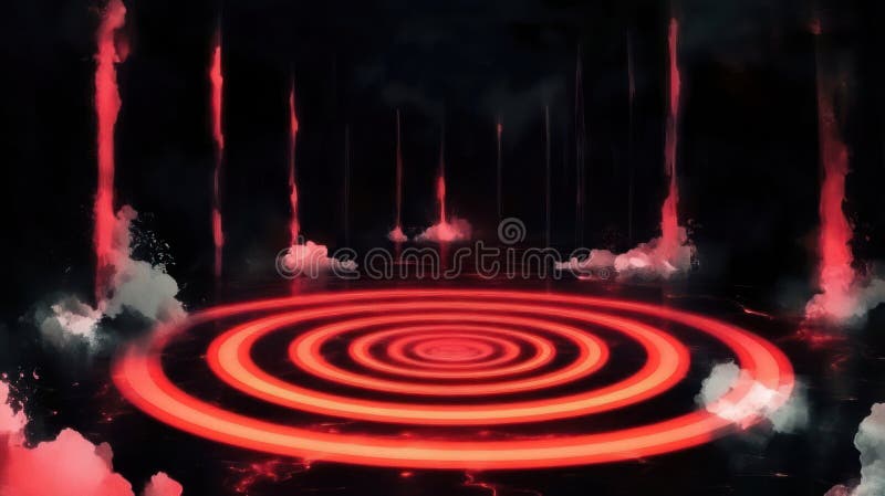 A Dark, Surreal Landscape with Swirling Red Patterns and Ominous ...