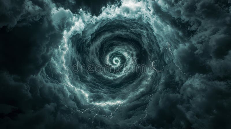 Dark Swirling Storm Clouds in Atmospheric Vortex Stock Illustration ...