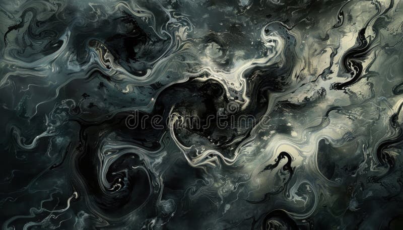 Abstract Black and White Swirling Patterns Resembling Fluid Dynamics ...