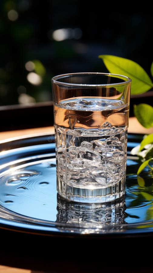 A Dark Table Sets the Stage for a Simple, Pristine Glass of Water Stock ...