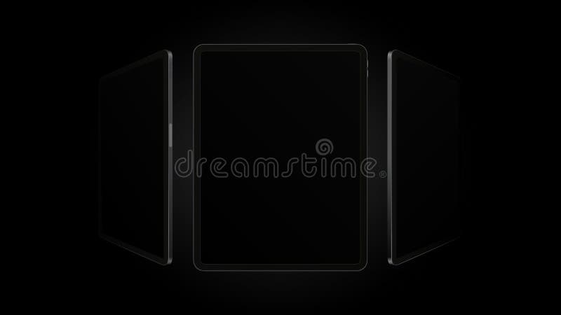 Dark Tablet Mockup from Different Angles. Black Theme Stock Vector ...