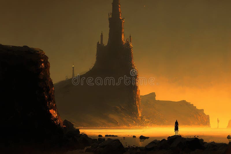 Dark Tall Castle, Concept Art Stock Illustration - Illustration of ...