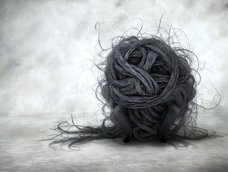 Tangled Dark Yarn Ball, Textured Surface, Abstract Composition, Dark ...