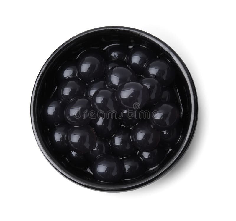 Dark Tapioca Pearls in Bowl Isolated on White, Top View Stock Image ...