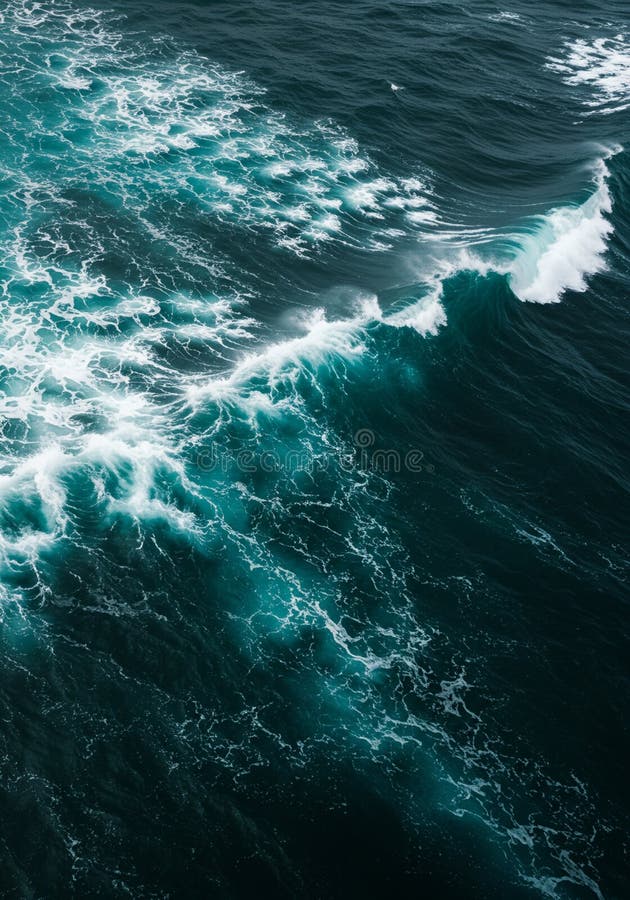 Dark Teal Ocean Waves Crashing Stock Illustration - Illustration of ...