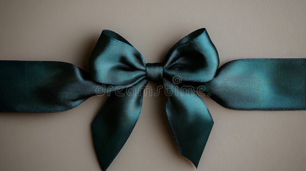 Dark Teal Ribbon Bow on Neutral Background Stock Illustration ...