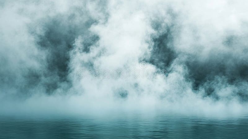 Dark Teal Smoky Clouds Over Calm Water Stock Image - Image of mist ...