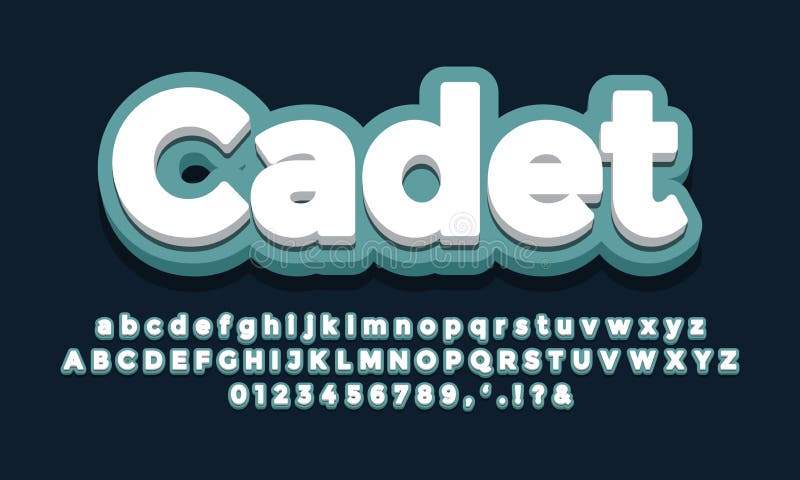 Dark Teal with White 3d Font Effect or Text Effect Design Stock Vector ...