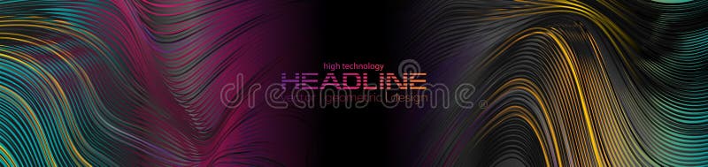 Dark Tech Banner with Liquid Curved Glossy Waves Stock Vector ...