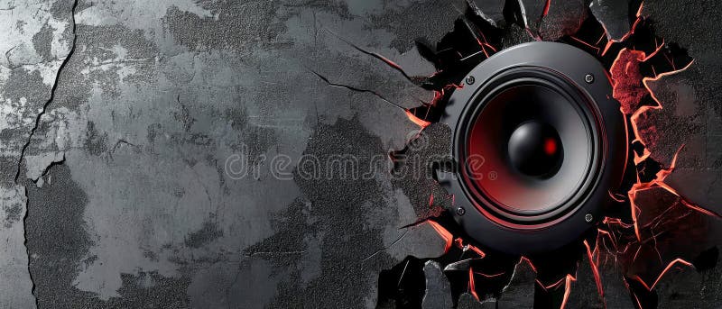 Dark Techno Backdrop Featuring a Shattered Audio Speaker and Abstract ...