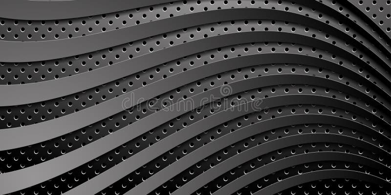 Dark Technology Background. Black Perforated Metal with Waves Texture ...
