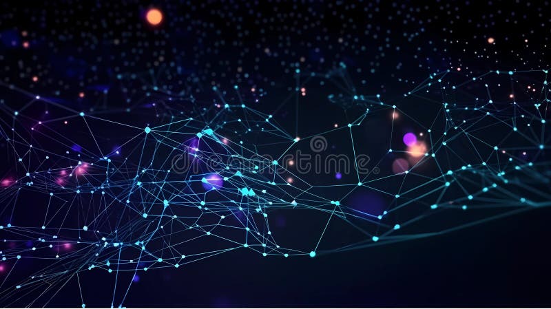 Technology Background with Connected Dots. Data Science, Particles ...