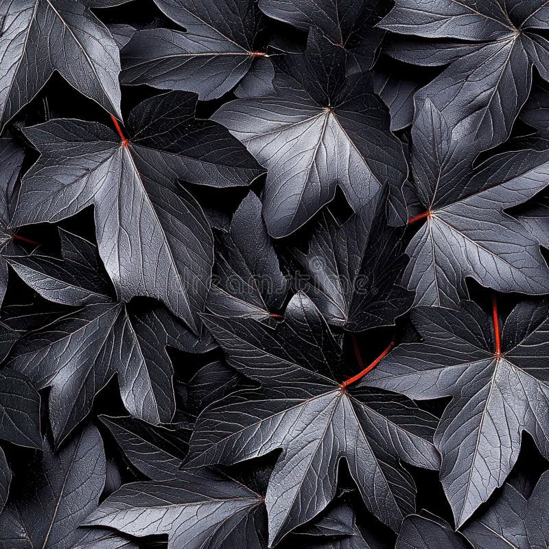 Dark Black Leaves with Red Veins Texture Background Stock Illustration ...