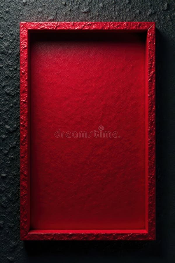 Dark, Textured Black Wallpaper, Bold Ruby Red Rectangular Frame , Decor ...