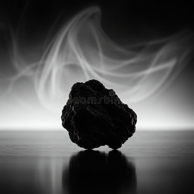 A Dark, Textured Rock with a Rough Surface Rests on a Smooth ...