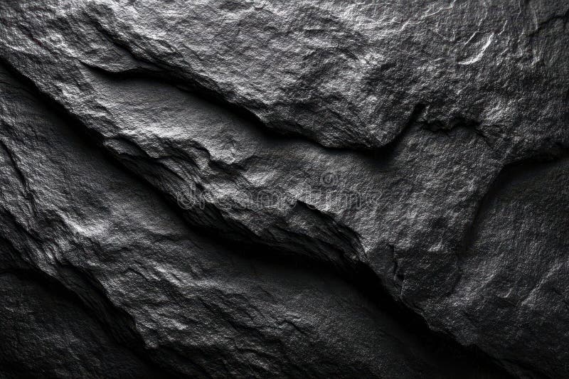 Textured Black Stone Surface Showcasing Natural Patterns and Depth in a ...