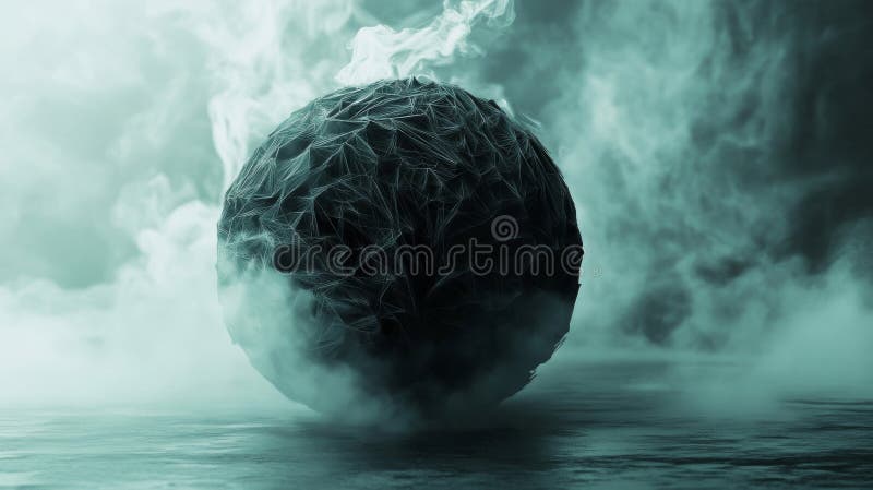 Dark Textured Sphere in Teal Smoke Stock Illustration - Illustration of ...