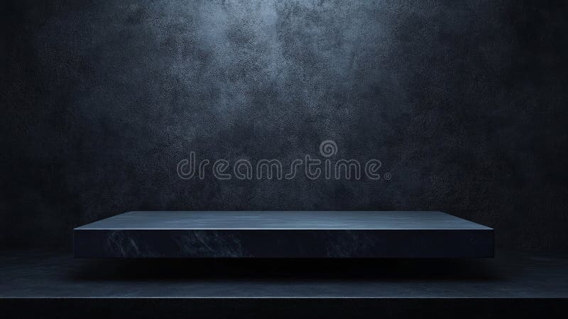 Dark Textured Stone Platform on Black Background Stock Illustration ...