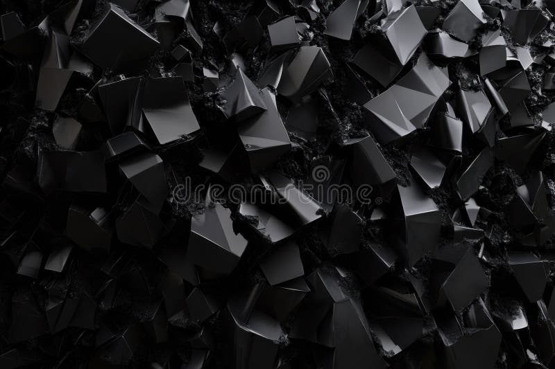 Dark Textured Surface Composed of Irregular Black Shards Reflecting ...