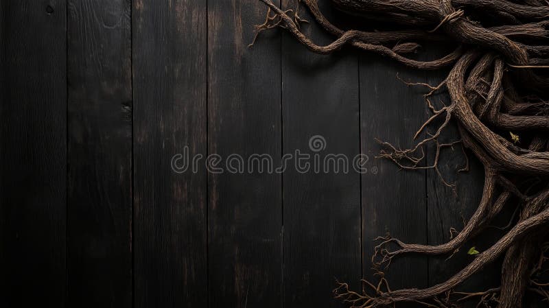 Dirty Twisted Dark Tree Roots in Ground on Vintage Darkened Texture ...