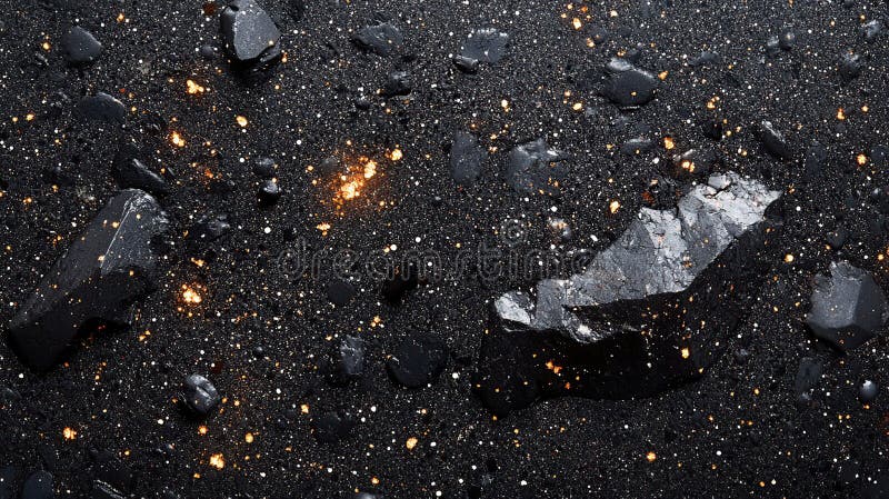 Dark, Textured Surface with Scattered Rocks and Glowing Embers Stock ...