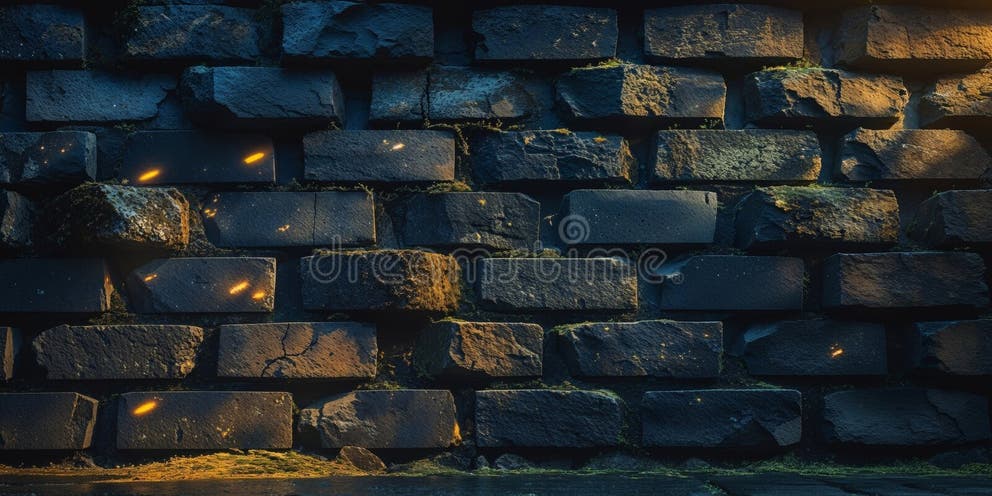 A Dark Textured Wall Composed of Stacked Stone Bricks Stock Photo ...