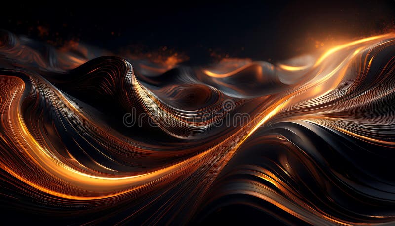 A Dark, Textured Wave Flows with Glowing Orange Highlights, Creating a ...