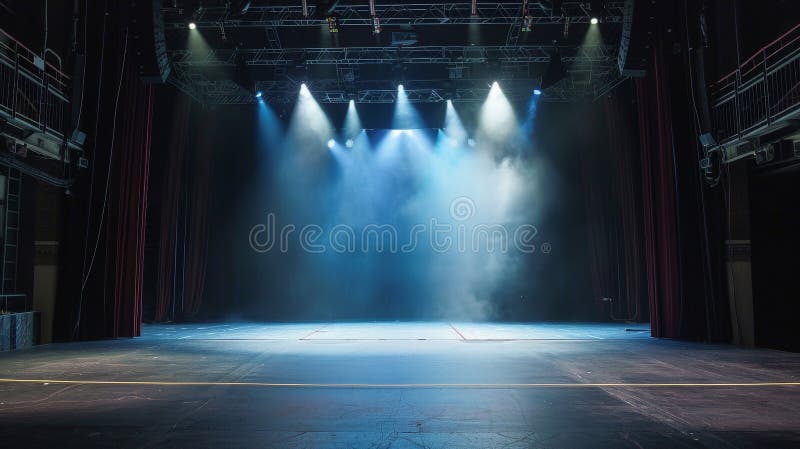 Empty Stage with Spotlights Moments Stock Illustration - Illustration ...