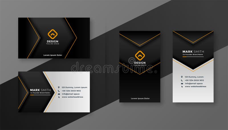 Dark Theme Modern Company Business Card Design Template Stock Vector ...
