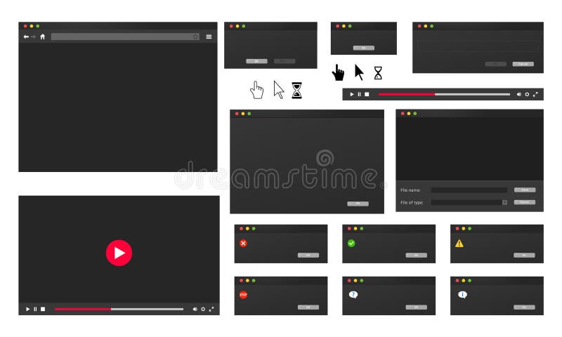 Dark Theme UI Kit in Two Color Schemes, Orange and Blue Stock Vector ...