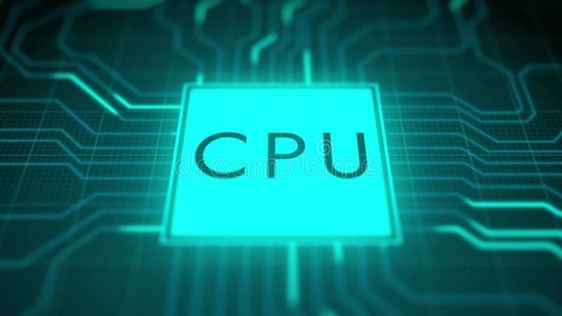 Dark Theme Visualization of Circuit Board CPU Processor Starting ...