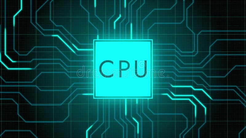 Dark Theme Visualization of Circuit Board CPU Processor Starting Digitalization Process and ...