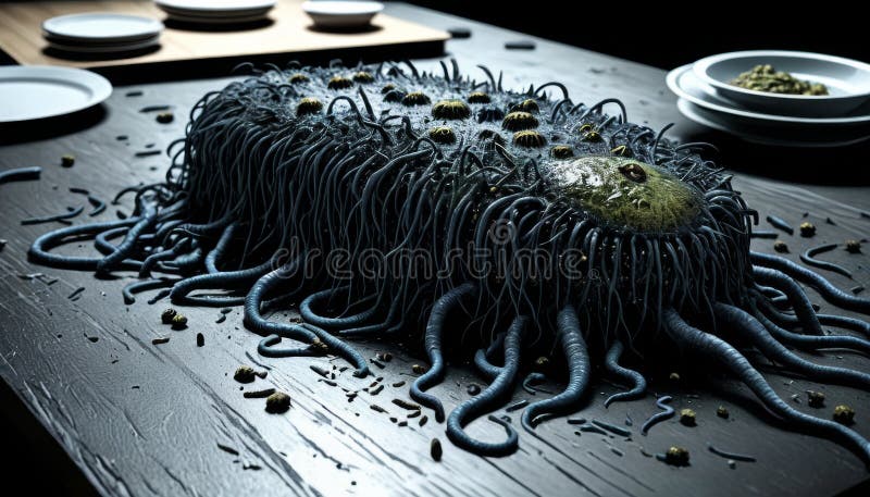 Dark Themed Abstract Microbial Landscape Stock Illustration ...