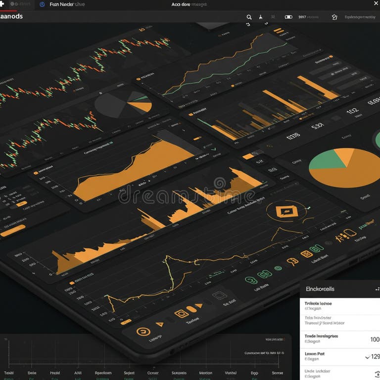 A Dark-themed Dashboard Displays Various Data Visualizations, Including ...