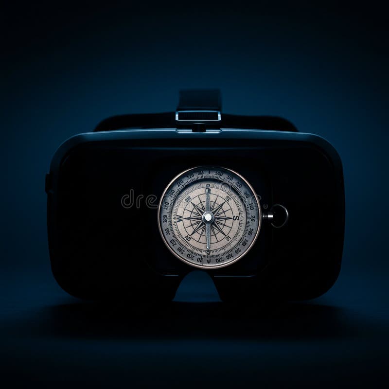 A Dark-themed Image Featuring a Virtual Reality Headset with a Vintage ...